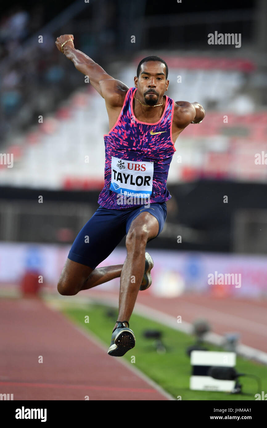 Christian Taylor (USA) places second in the triple jump at 57-4¾ (17 ...