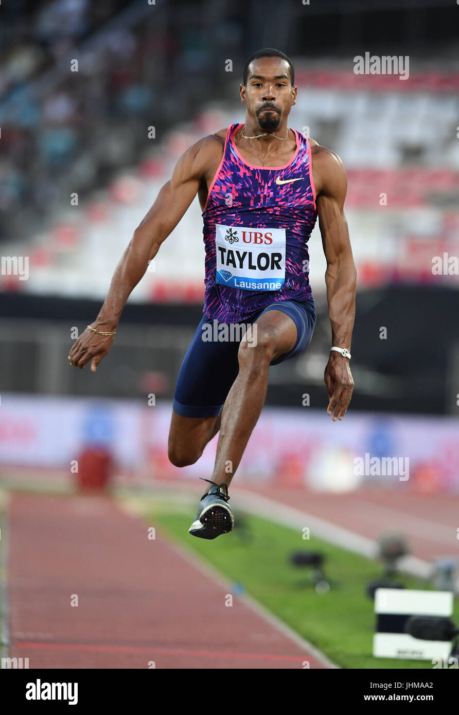 Christian Taylor (USA) places second in the triple jump at 57-4¾ (17 ...