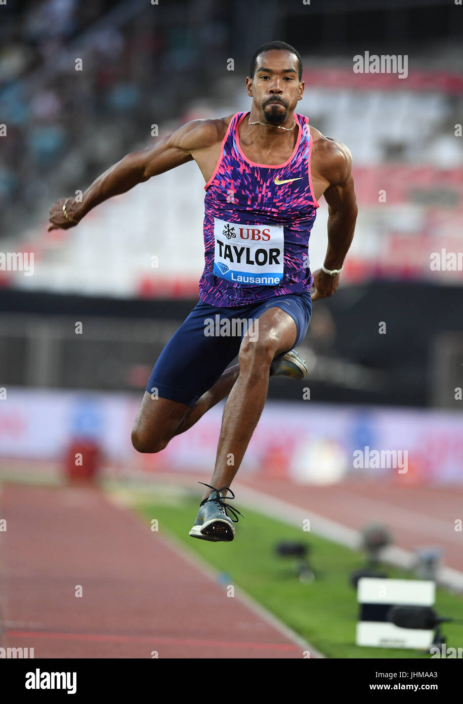 Christian Taylor (USA) places second in the triple jump at 57-4¾ (17 ...