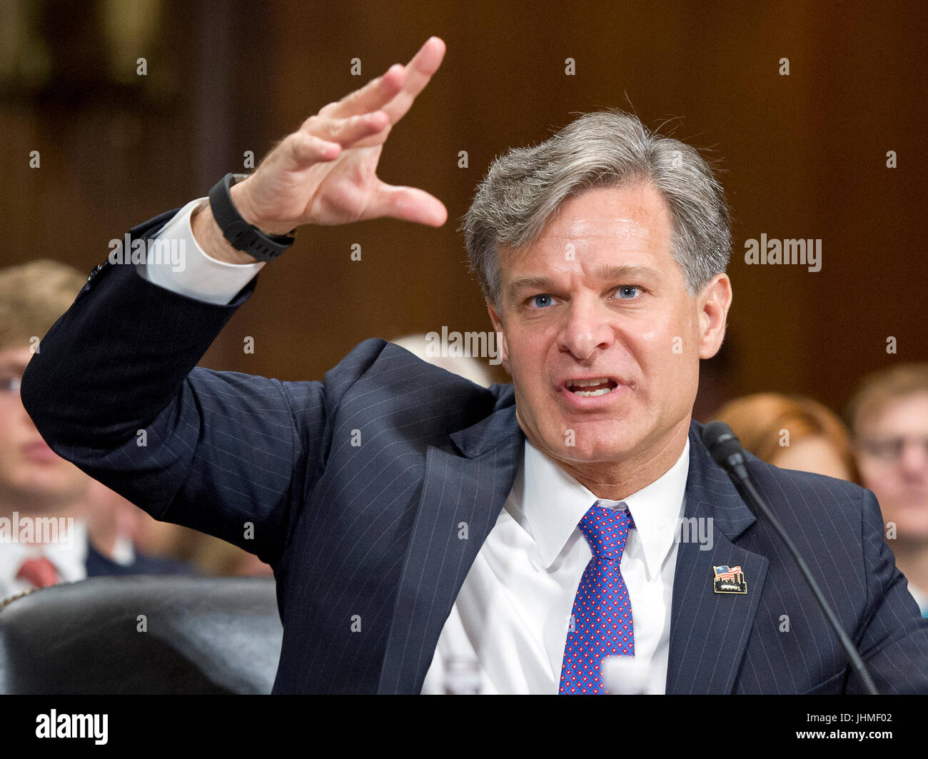 Washington, Us. 12th July, 2017. Christopher A. Wray testifies on his ...