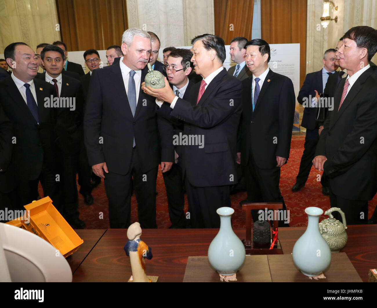 Bucharest, Romania. 14th July, 2017. Liu Yunshan, a member of the ...
