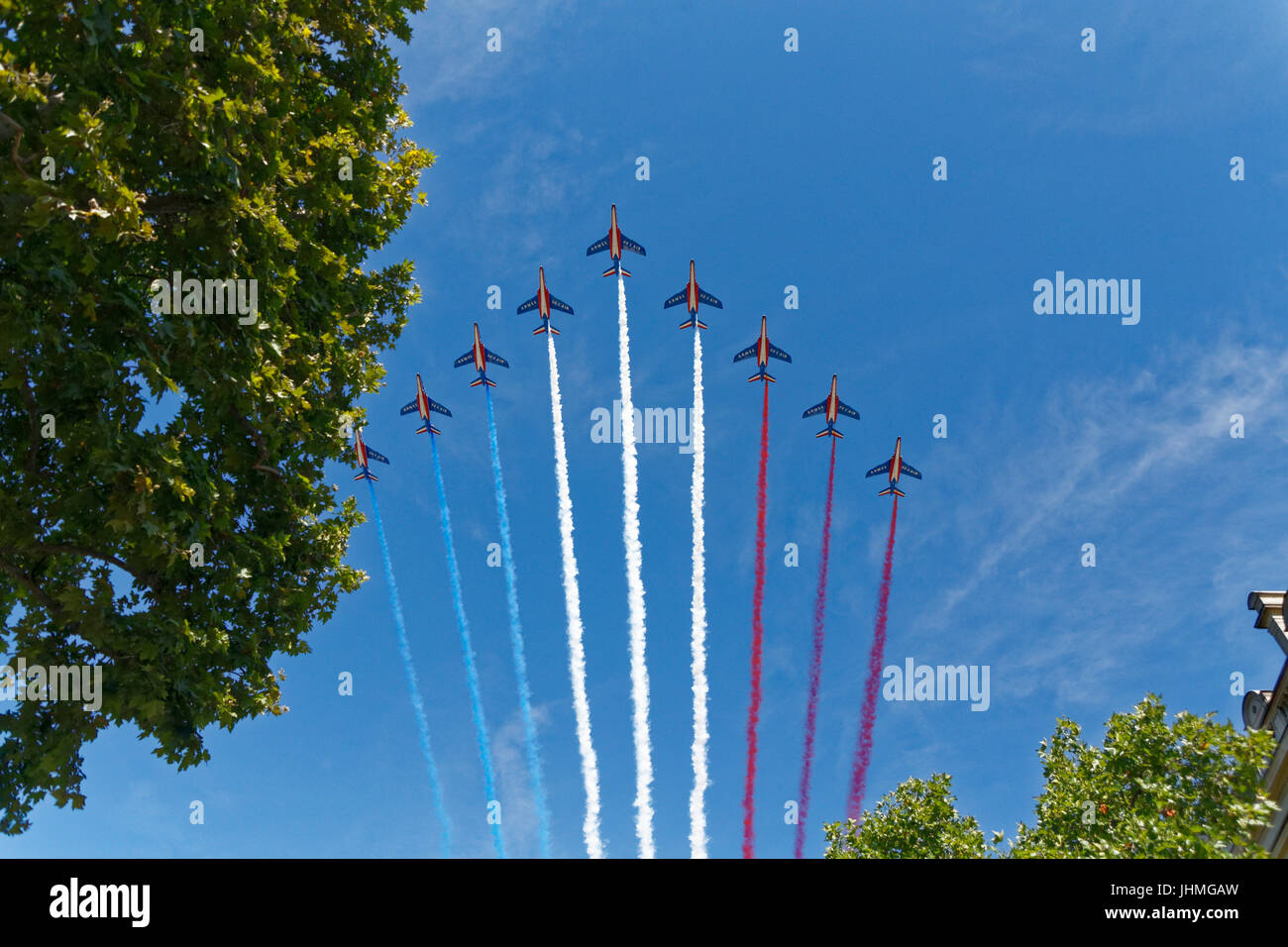 Paris, France. 14th July, 2017. Alphajet of the French aerobatic team ...