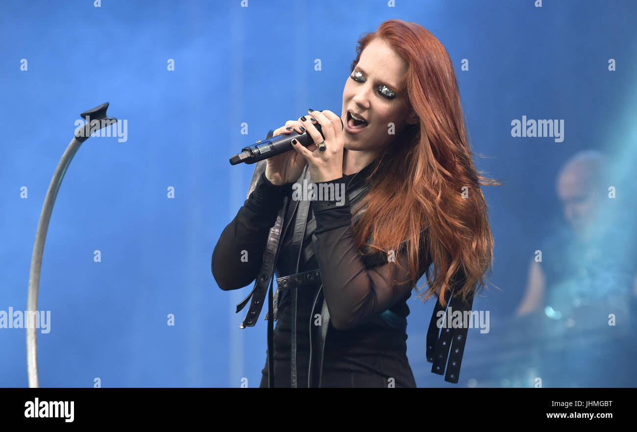 Singer Simone Simons of Dutch metal group Epica performs during the ...