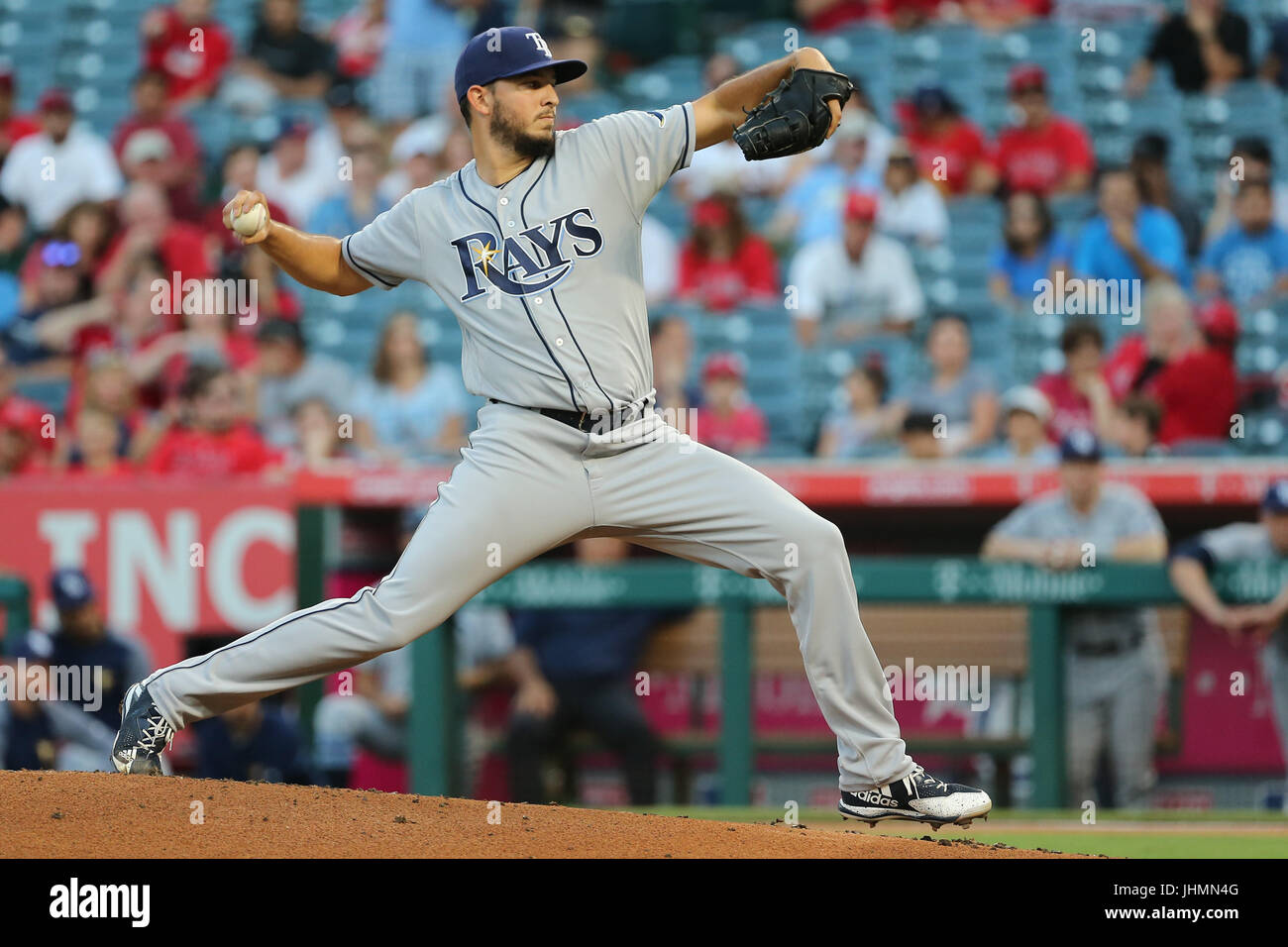 July 14, 2017: Tampa Bay Rays starting pitcher Jacob Faria (34) makes ...