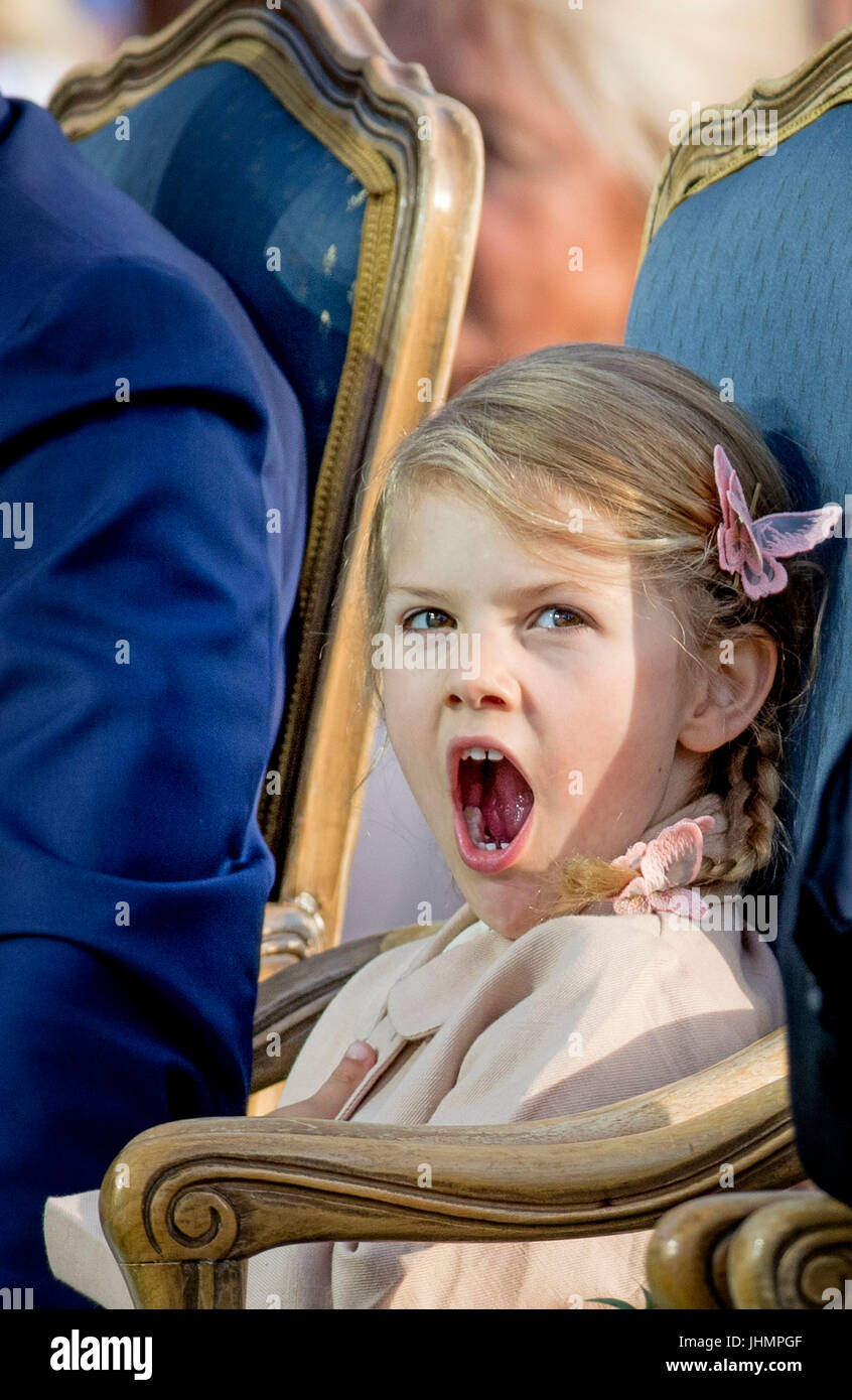 Crown Princess Victoria, Prince Daniel and Princess Estelle of Sweden during the Victoria day ...