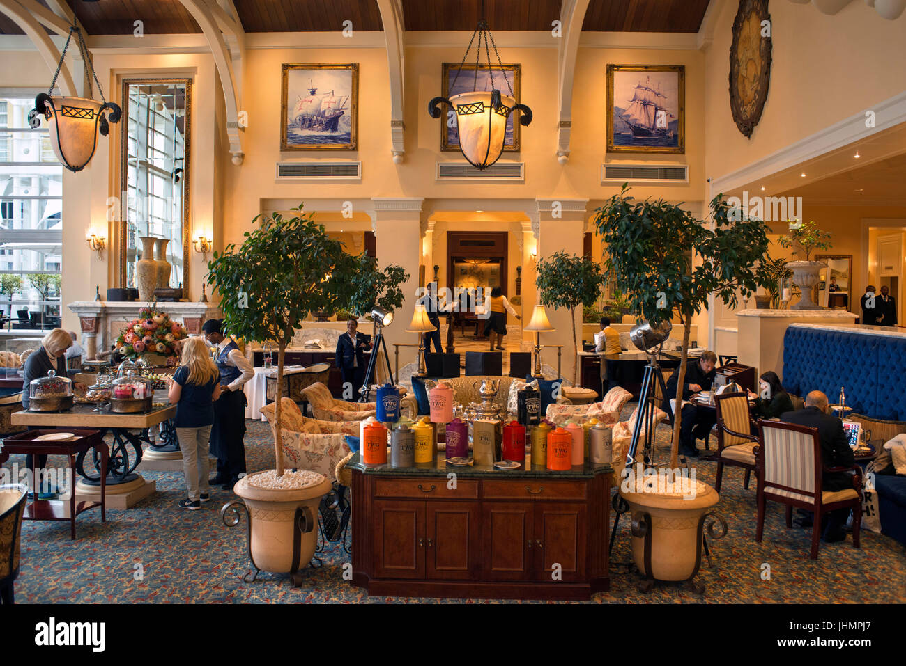 Lobby of the Table Bay Hotel, Victoria and Alfred Waterfront, Cape Town ...