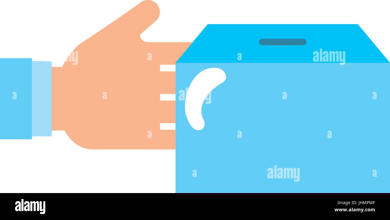 hand human with box carton packing icon Stock Vector Image & Art - Alamy