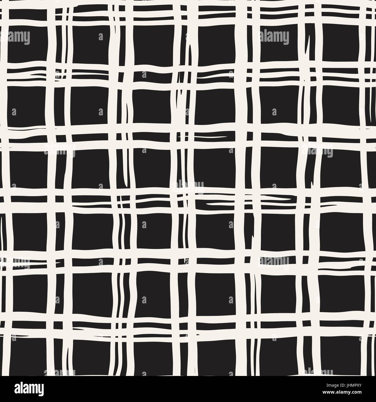 Hand drawn seamless plaid pattern. Allover pattern with ink doodle ...