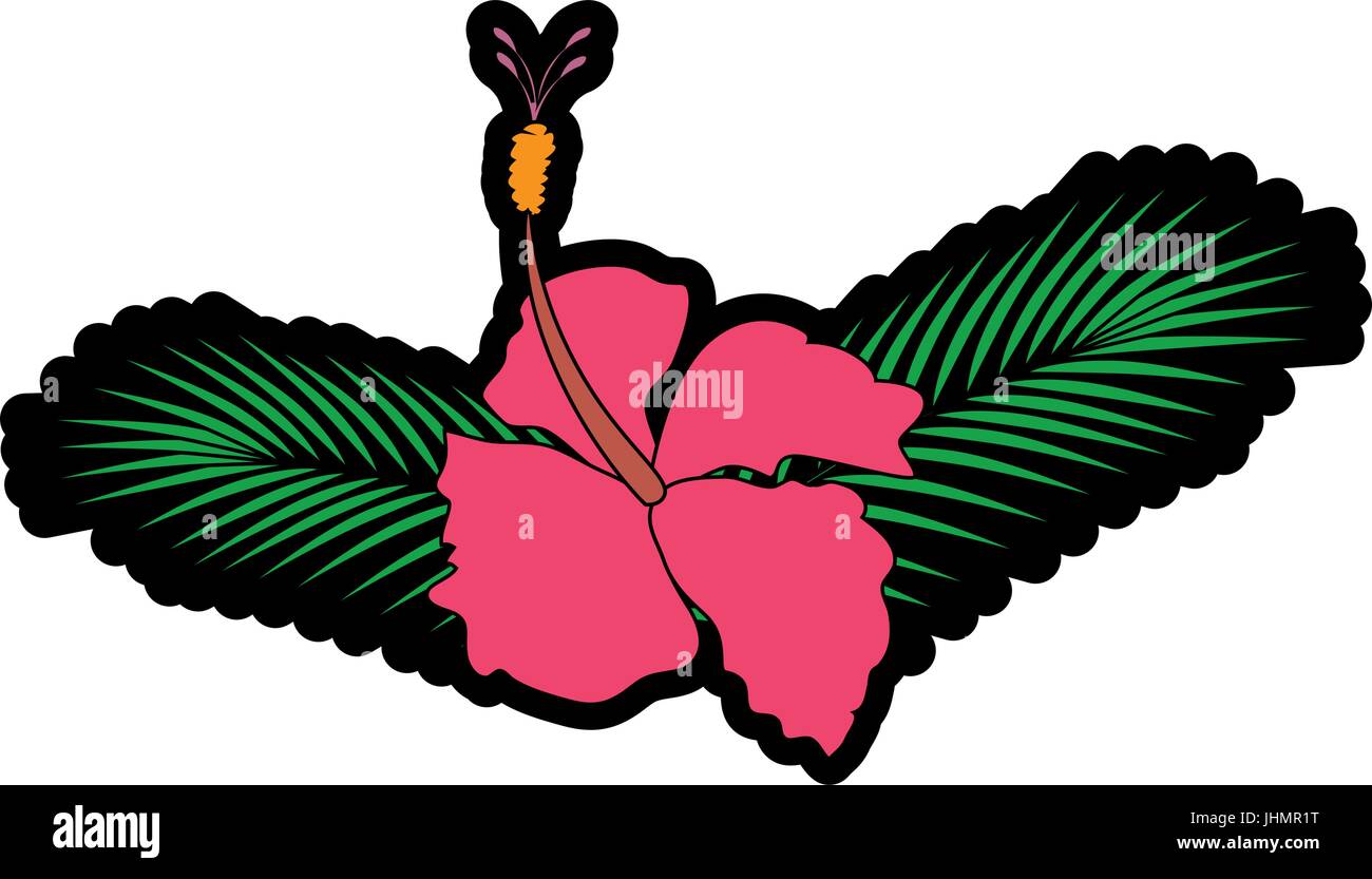 tropical flower icon over white background colorful design vector ...