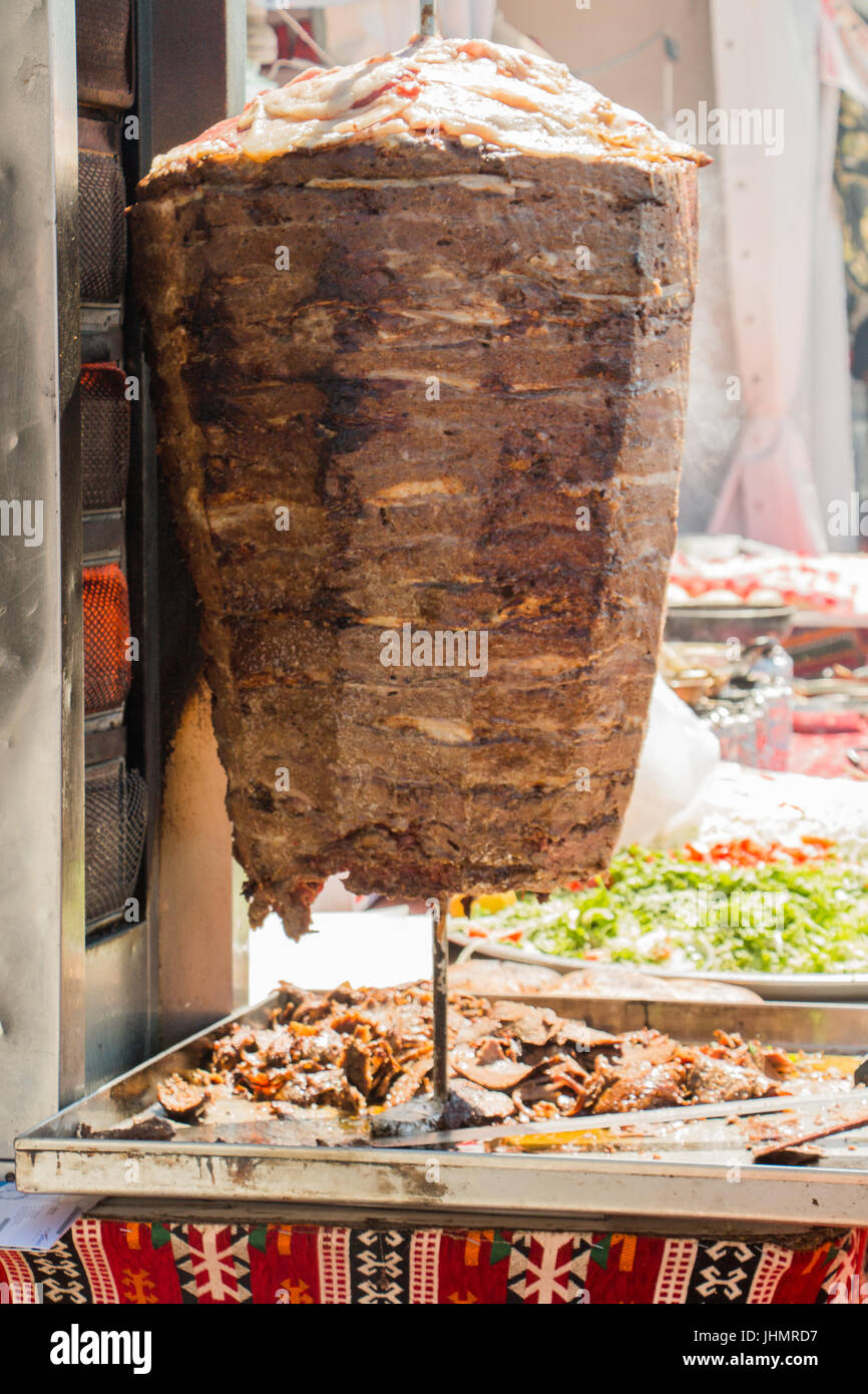 Traditional Turkish Doner Kebab on pole Stock Photo - Alamy