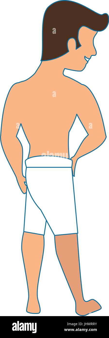 man wearing a swimsuit icon over white background vector illustration ...