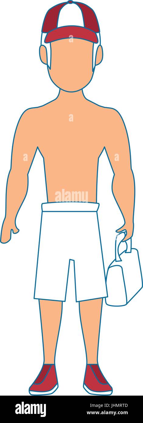 man wearing a swimsuit icon over white background vector illustration ...