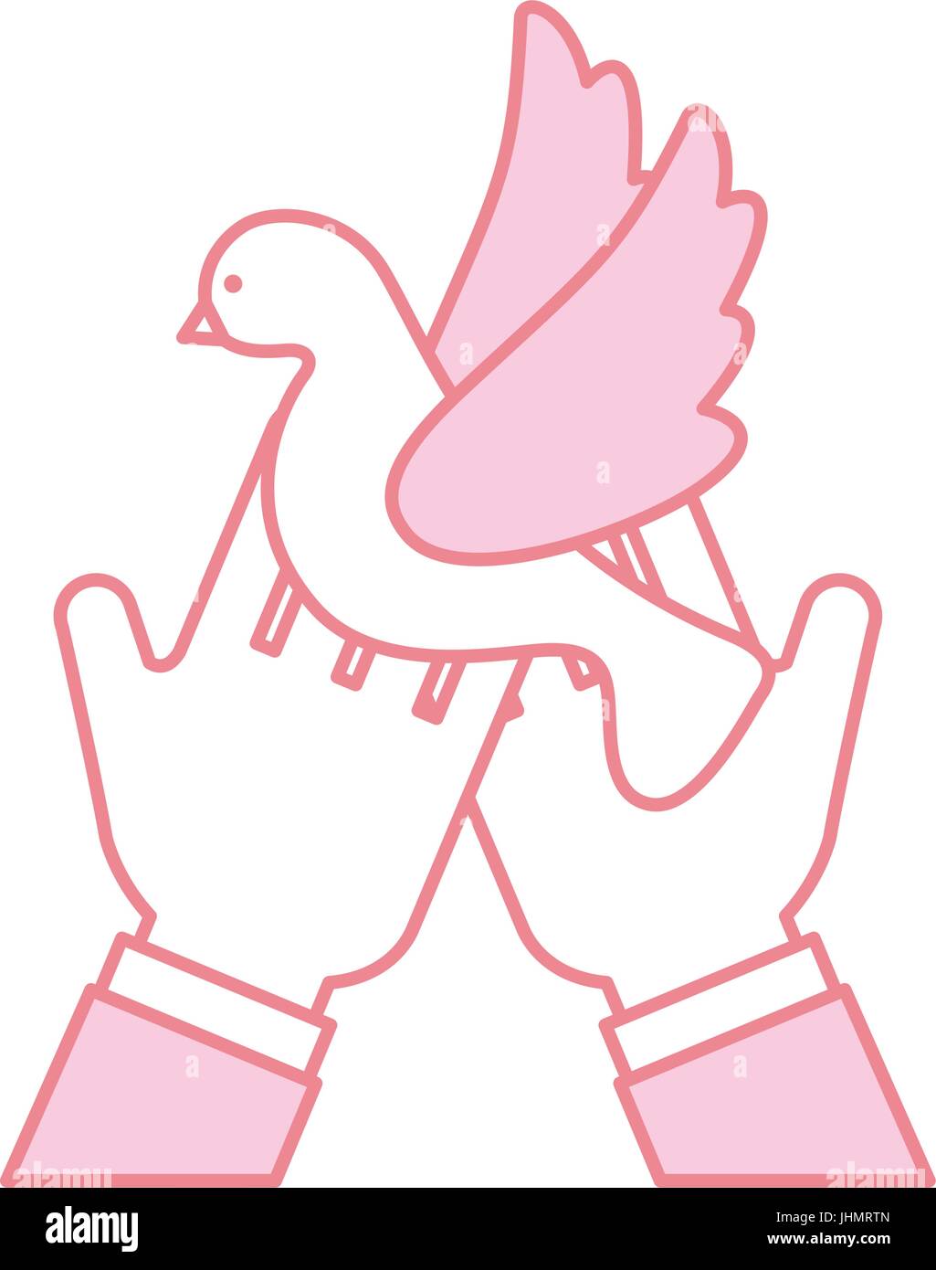 hands human with cute dove flying icon Stock Vector Image & Art - Alamy