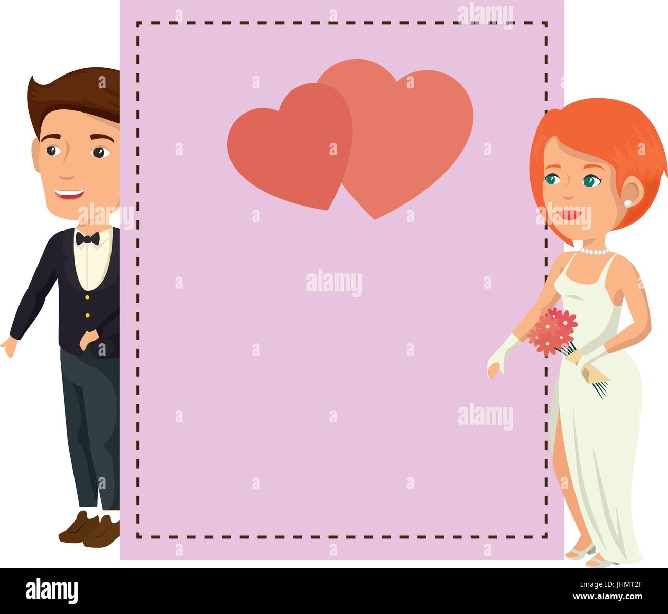 frame with wedding couple icon over white background colorful design ...