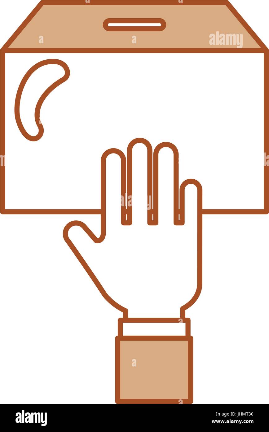 hand human with box carton packing icon Stock Vector Image & Art - Alamy