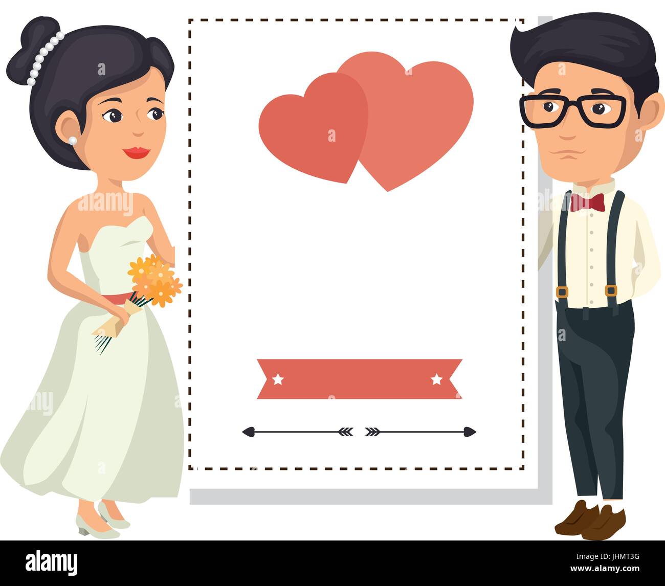 frame with wedding couple icon over white background colorful design ...