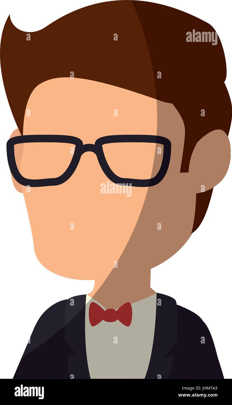 avatar man with glasses icon over white background vector illustration ...