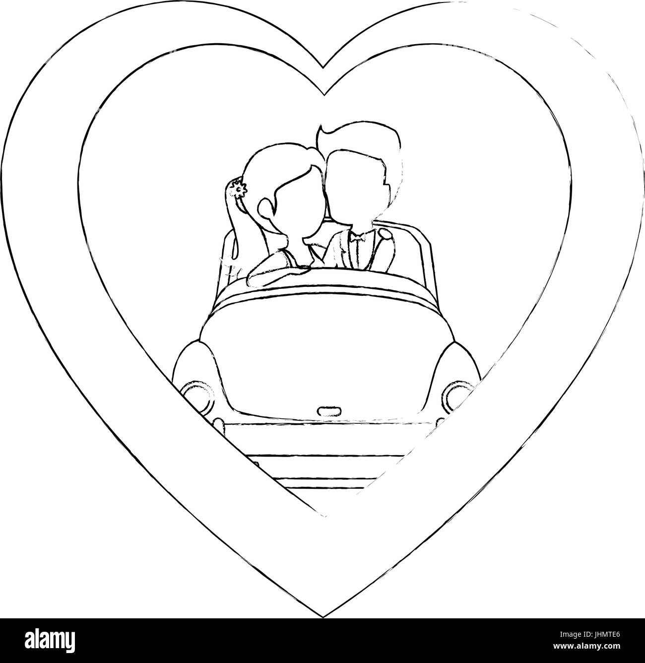 heart with wedding couple icon over white background vector ...
