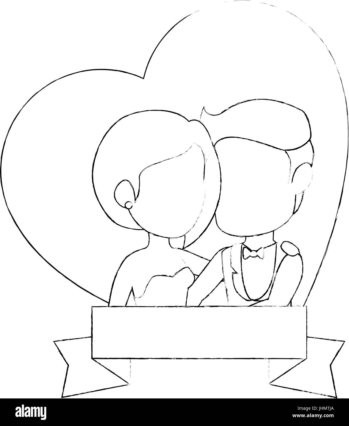 heart with wedding couple icon over white background vector ...