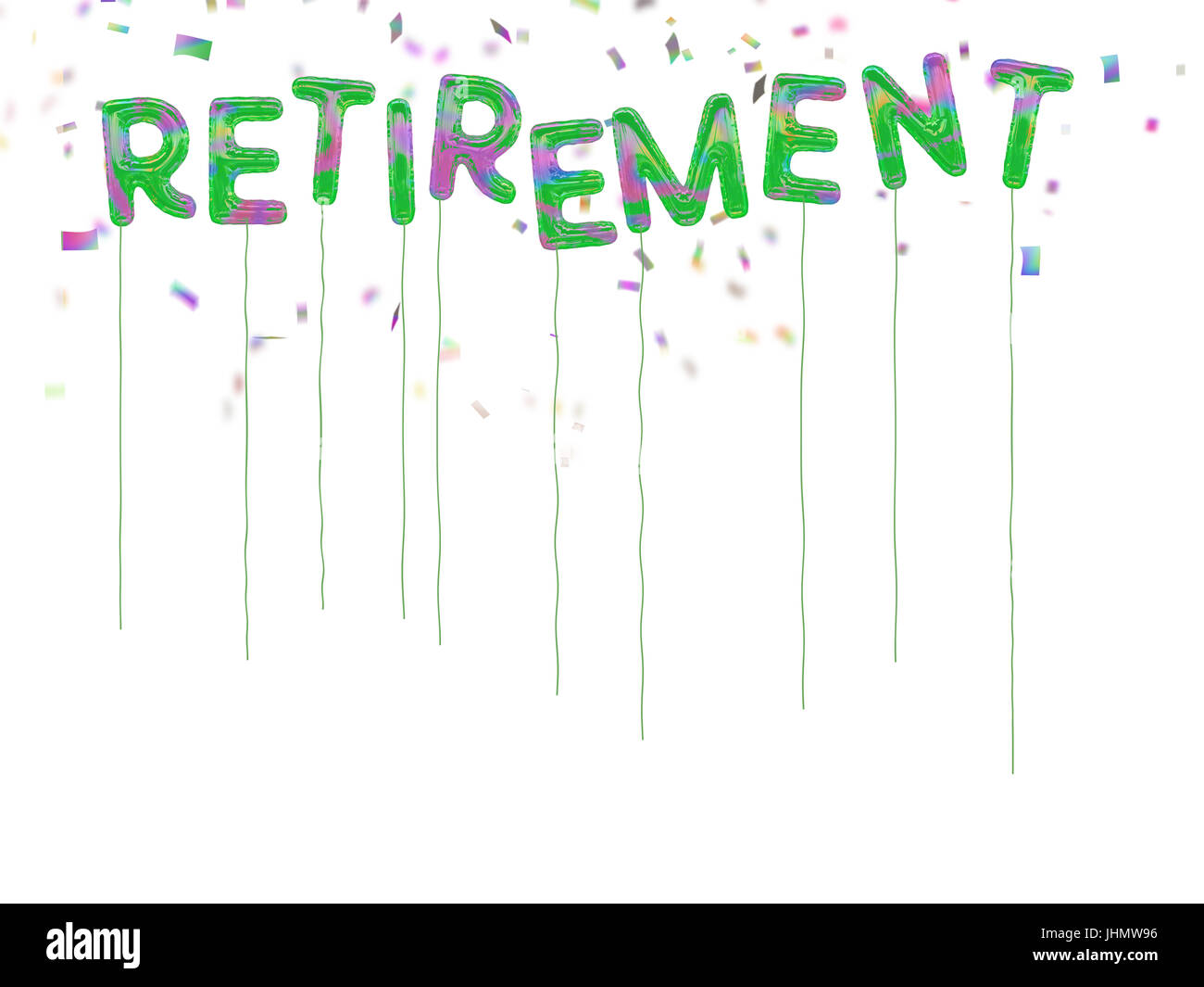 Retirement party foil style balloons. White background Stock Photo - Alamy