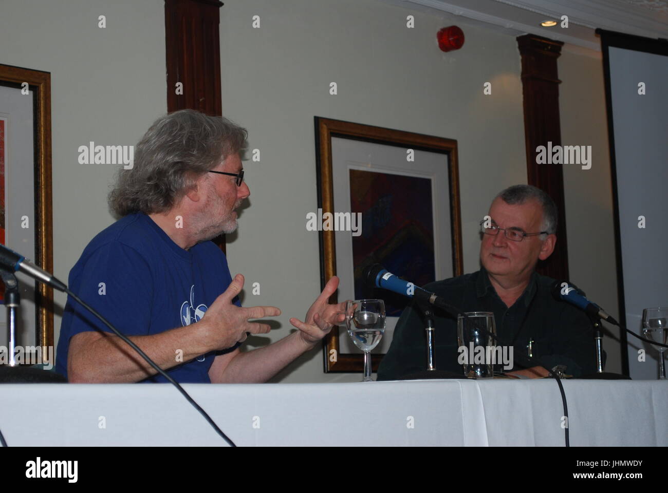 Scottish Science Fiction writers Iain M Banks and Ken McLeod Stock ...
