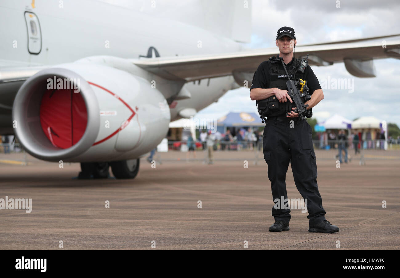 Armed Police patrol at the 2017 Royal International Air Tattoo at RAF ...