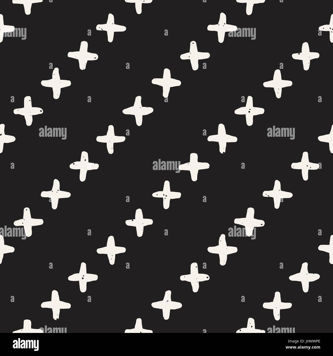 Hand drawn black and white ink abstract seamless pattern. Vector ...