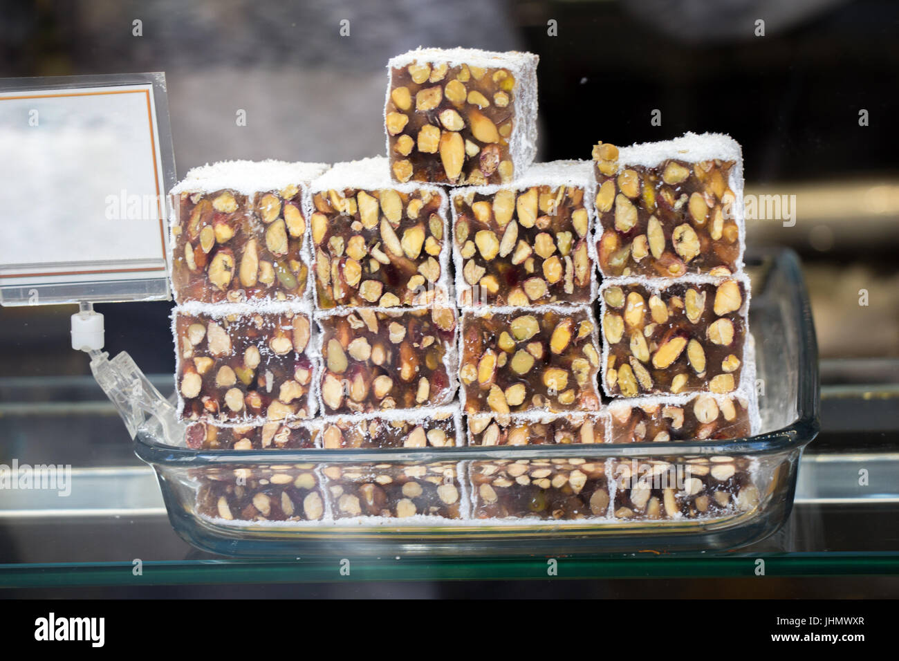 Delicious Turkish delight placed in a metal tray Stock Photo - Alamy