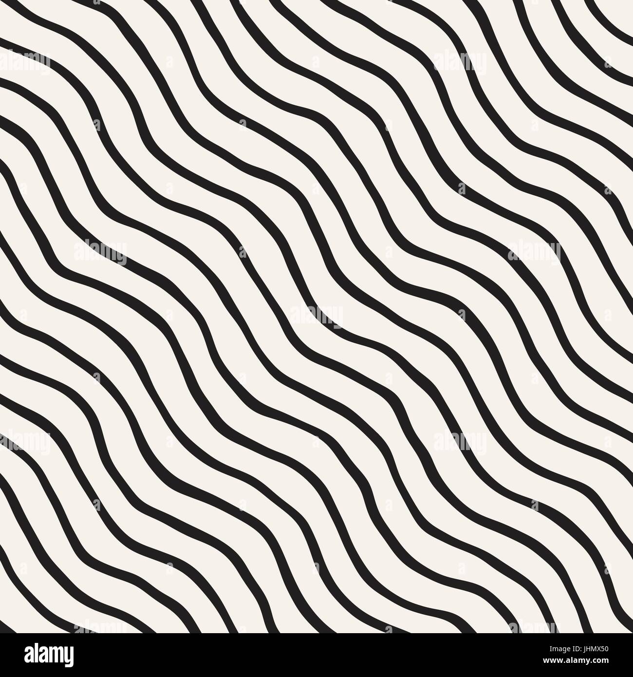 Seamless pattern with hand drawn waves. Abstract background with wavy ...