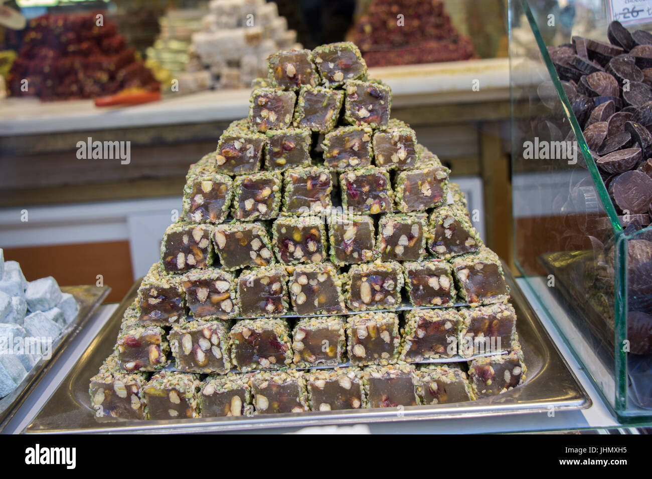 Load of traditional turkish delight rahat lokum Stock Photo - Alamy