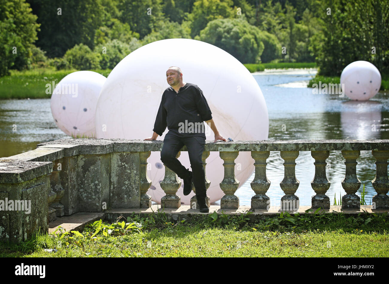 Artist Steve Messam alongside 'Scattered', one of his three large-scale ...