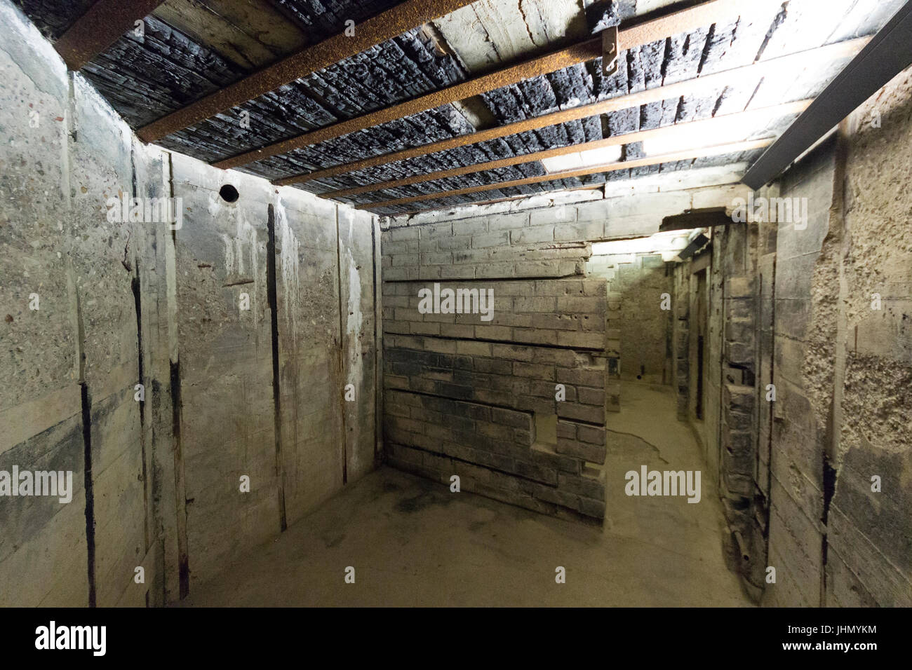 POINTE DU HOC, FRANCE - JUNE 2014; Inside the German bunker built ...