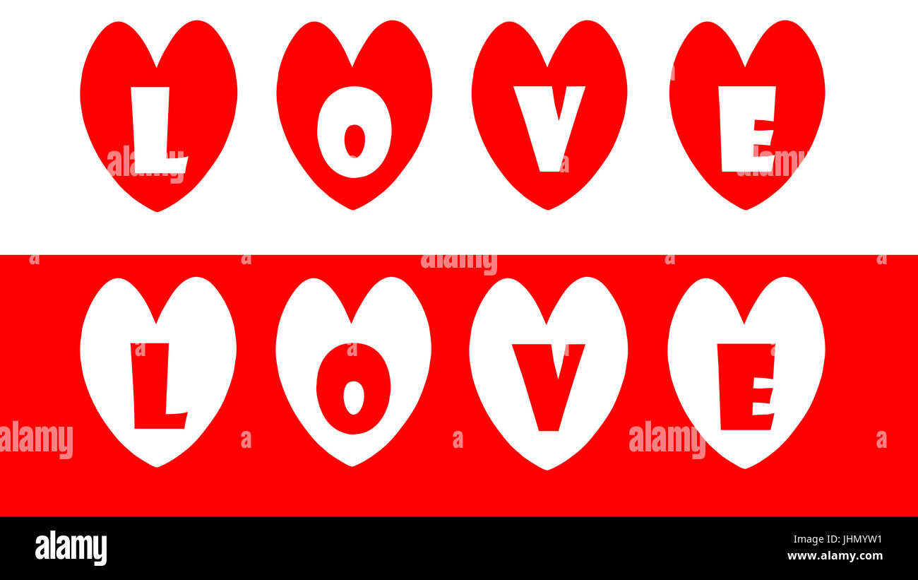 Two tone red and white love text Stock Photo - Alamy