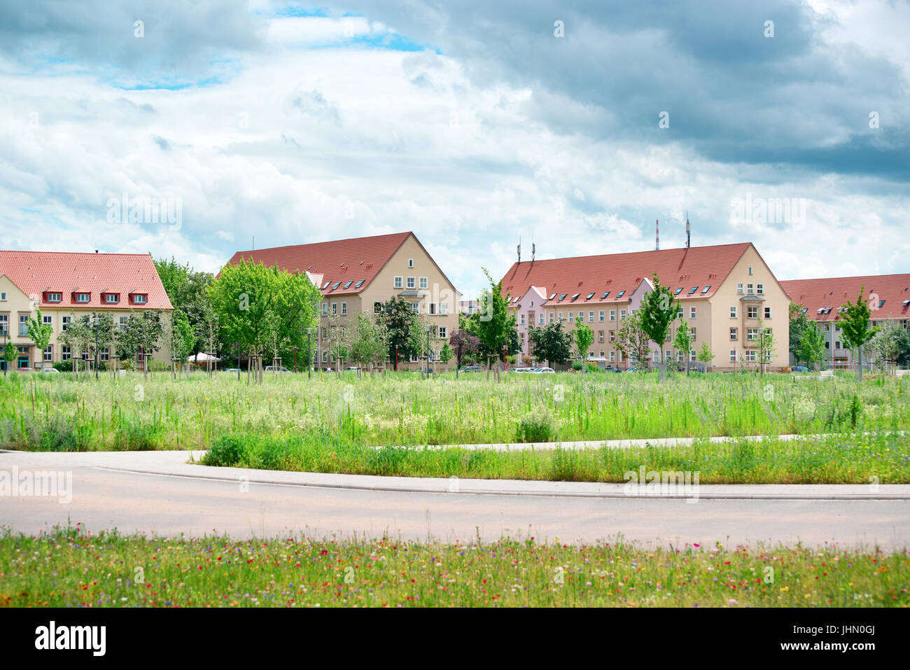 Country landscape with residential buildings Stock Photo - Alamy