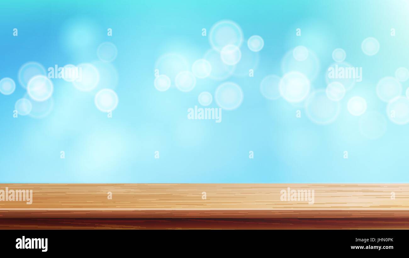 Wood Table Top Vector. Brown Bokeh Abstract Natural Background. Close ...