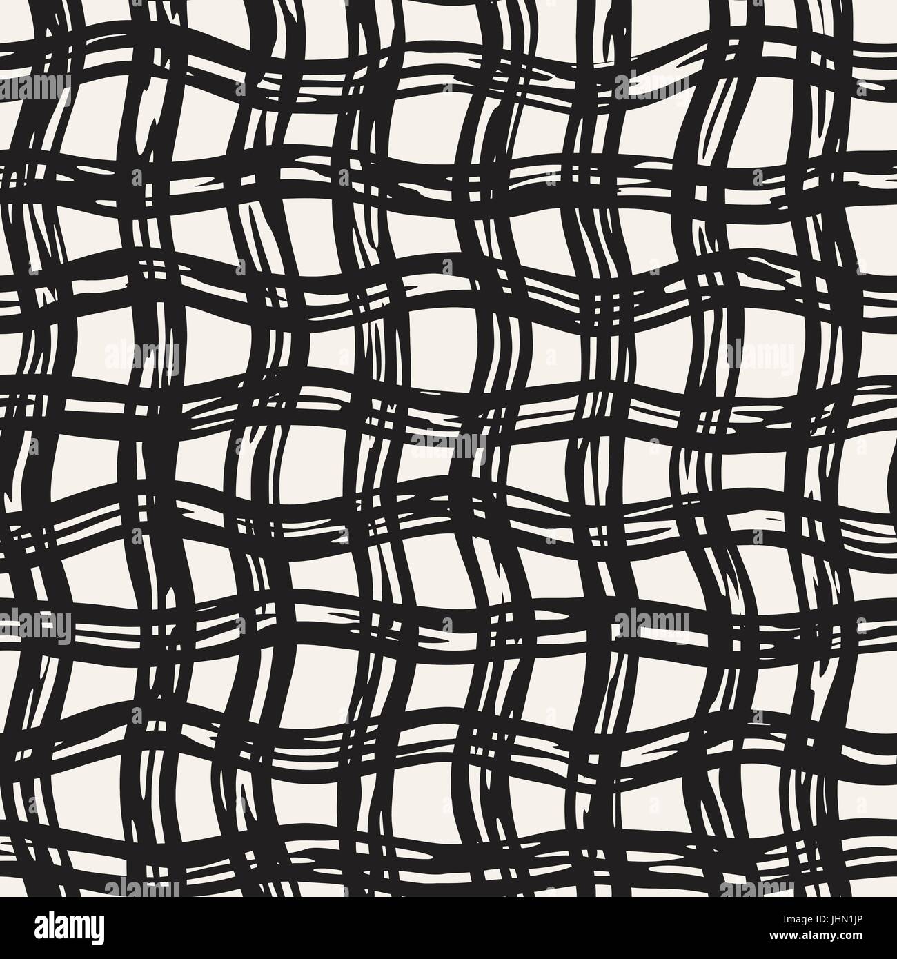 Hand drawn seamless plaid pattern. Allover pattern with ink doodle ...