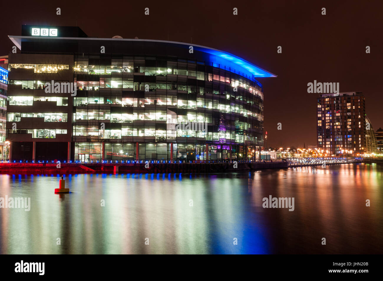 BBC Building At Salford Quays And MediaCityUK Buildings At Night ...