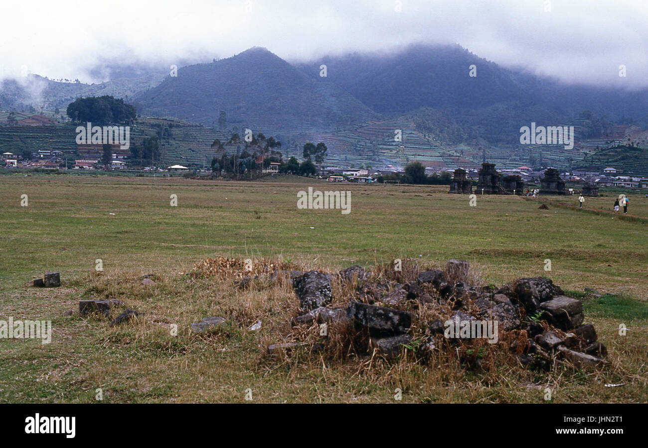 Dieng Plateau; mountain with active volcano; Bali; Indonesia Stock ...