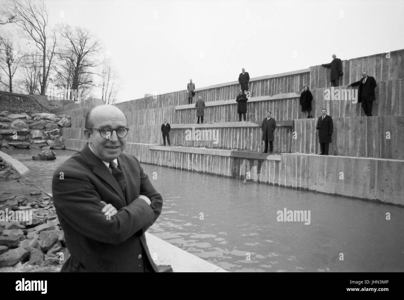 James W. Rouse, developer and urban planner (wearing glasses), in 1967 ...