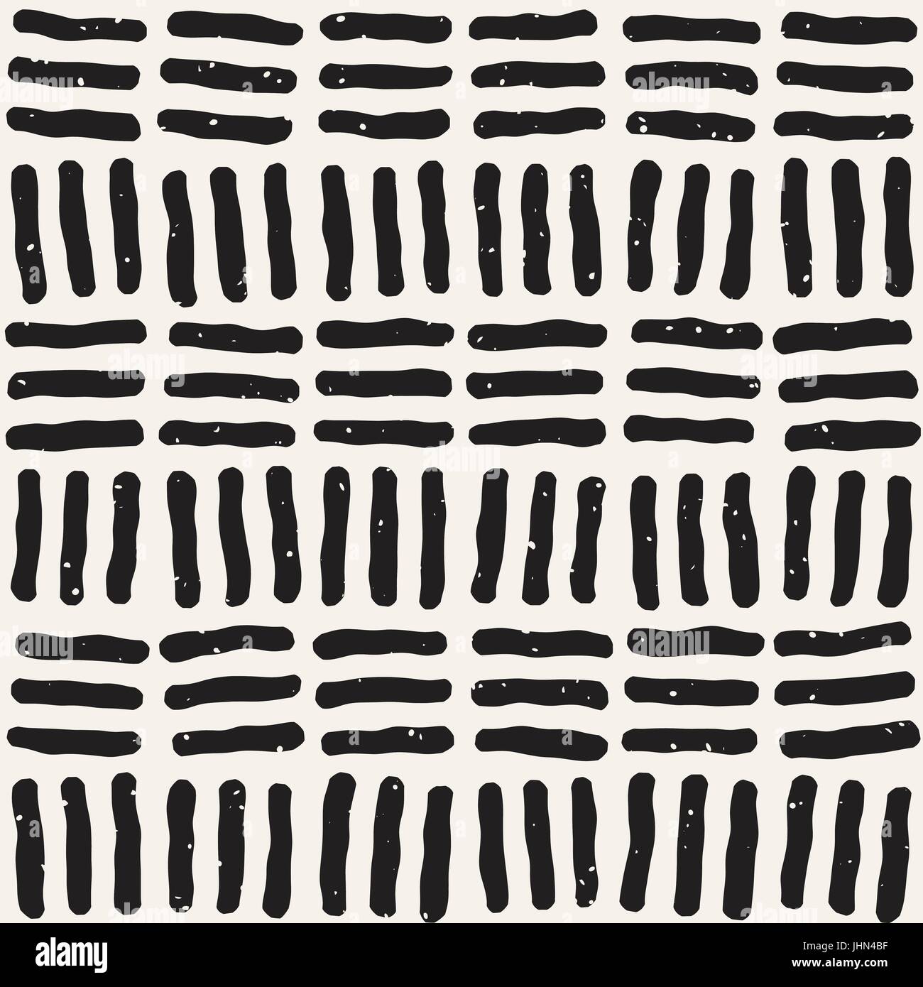 Hand drawn black and white ink abstract seamless pattern. Vector ...