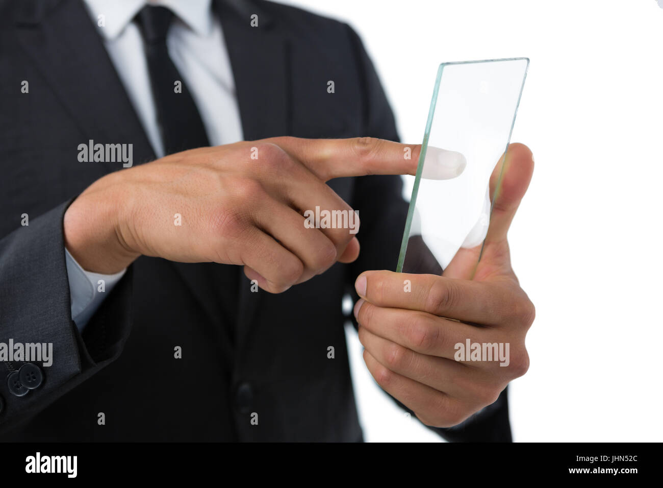 Person touching transparent screen hi-res stock photography and images ...