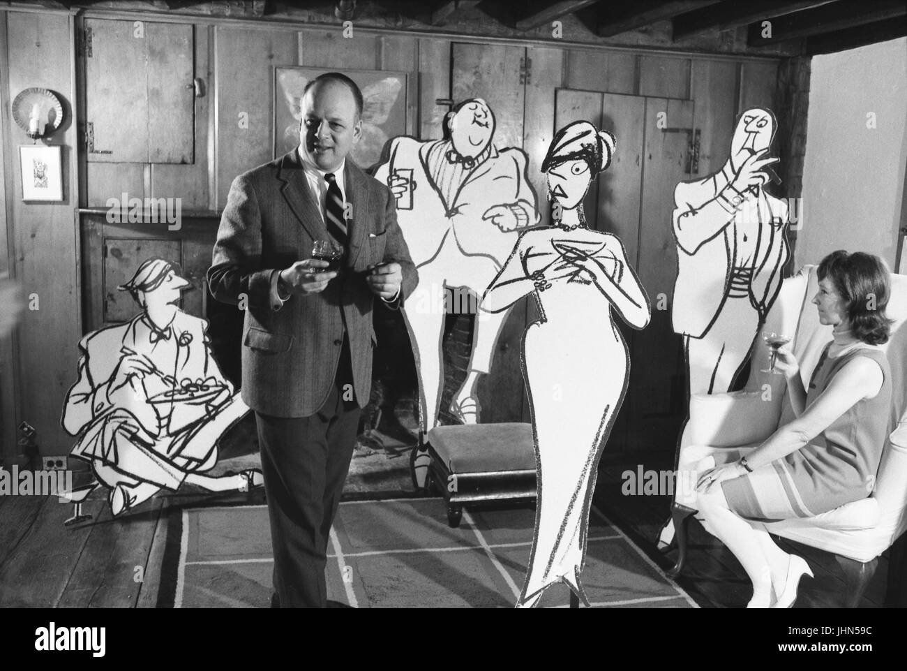 Charles Saxon, cartoonist for the New Yorker, at home in 1967 Stock ...