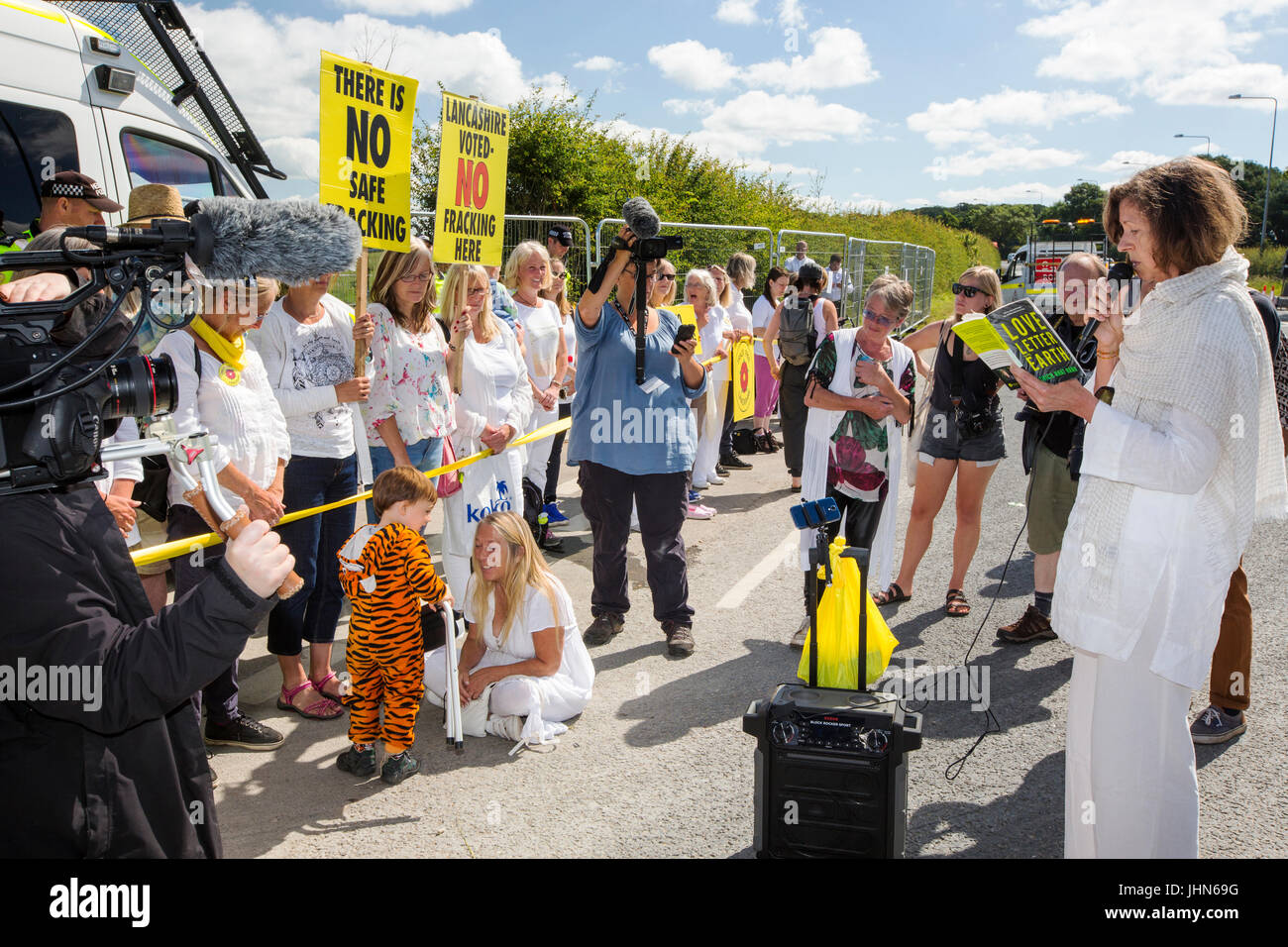 Police guarding Cuadrilla's fracking site at Preston New Road, Little ...
