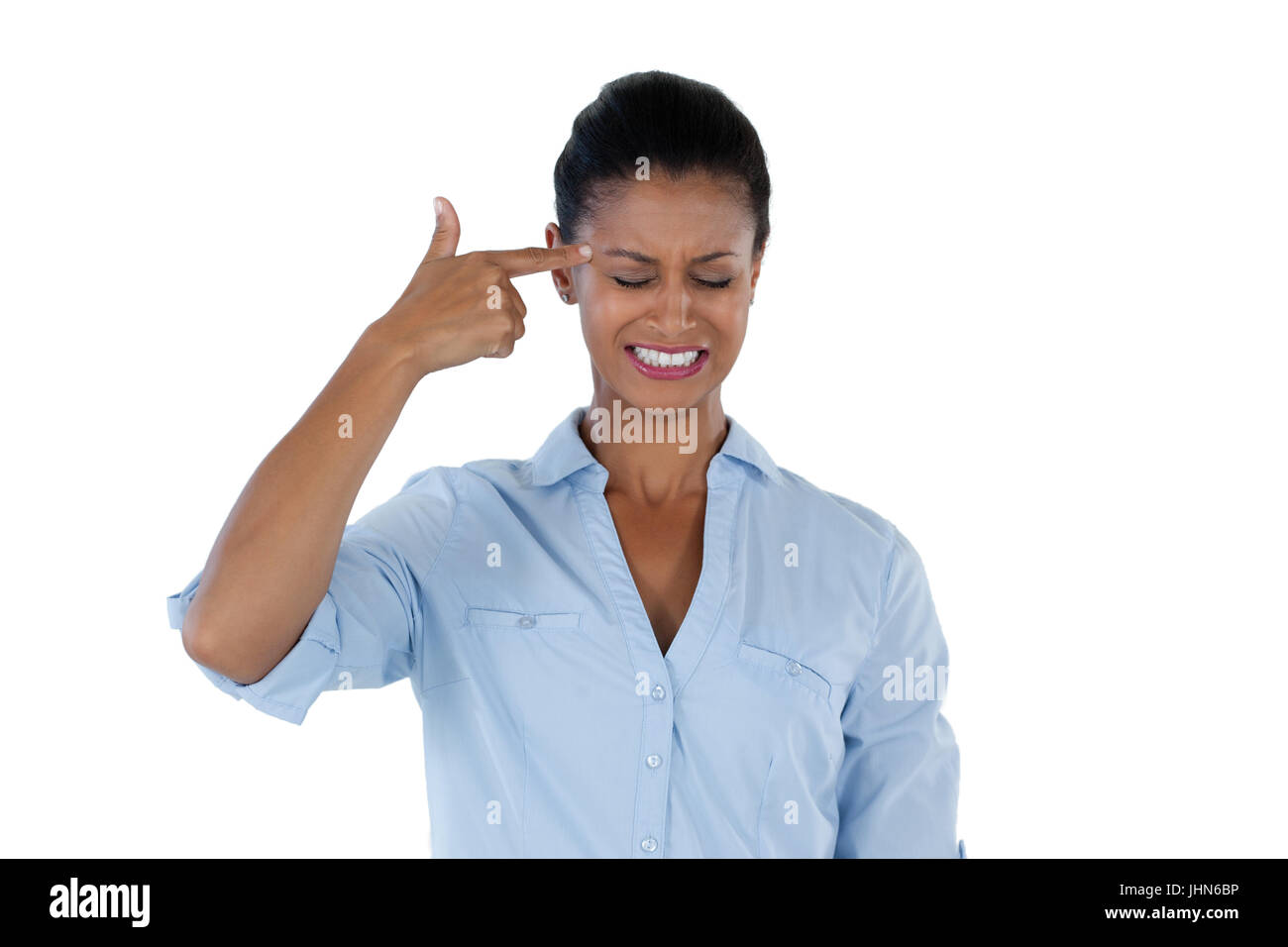 Concerned woman checking skin hi-res stock photography and images - Alamy