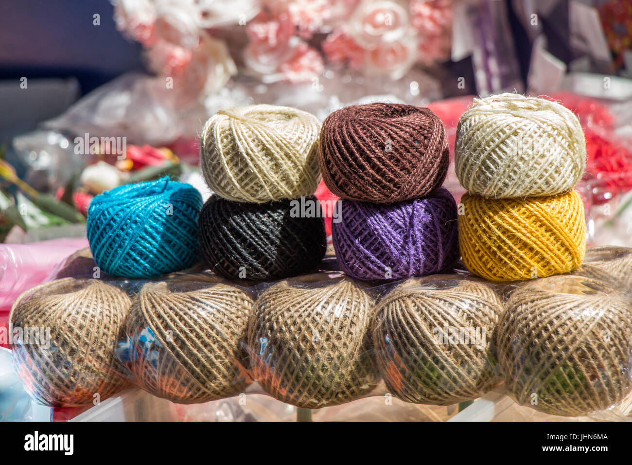 Set or rolls of colotful string Stock Photo - Alamy