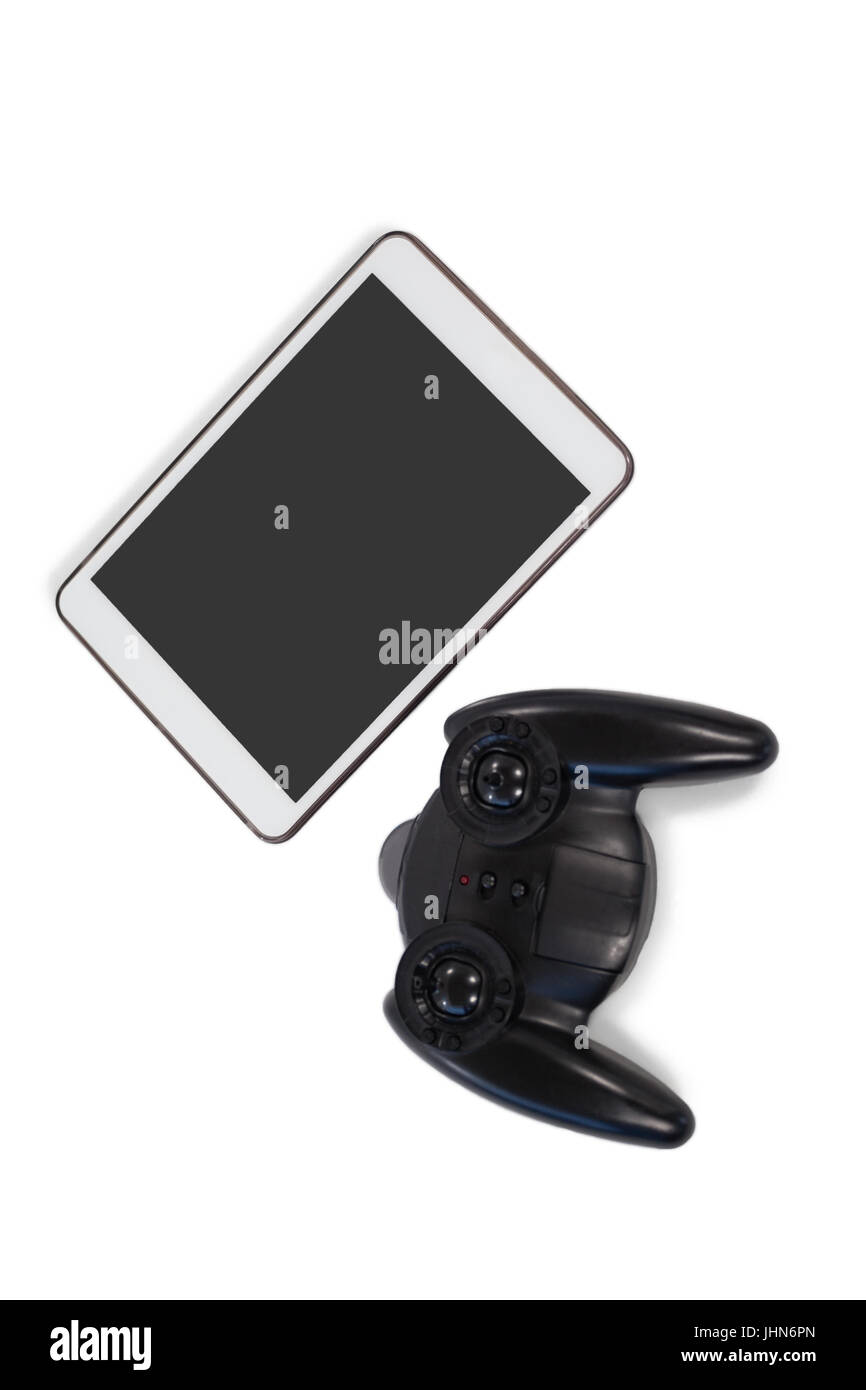 Close-up of joystick and digital tablet on white background Stock Photo ...