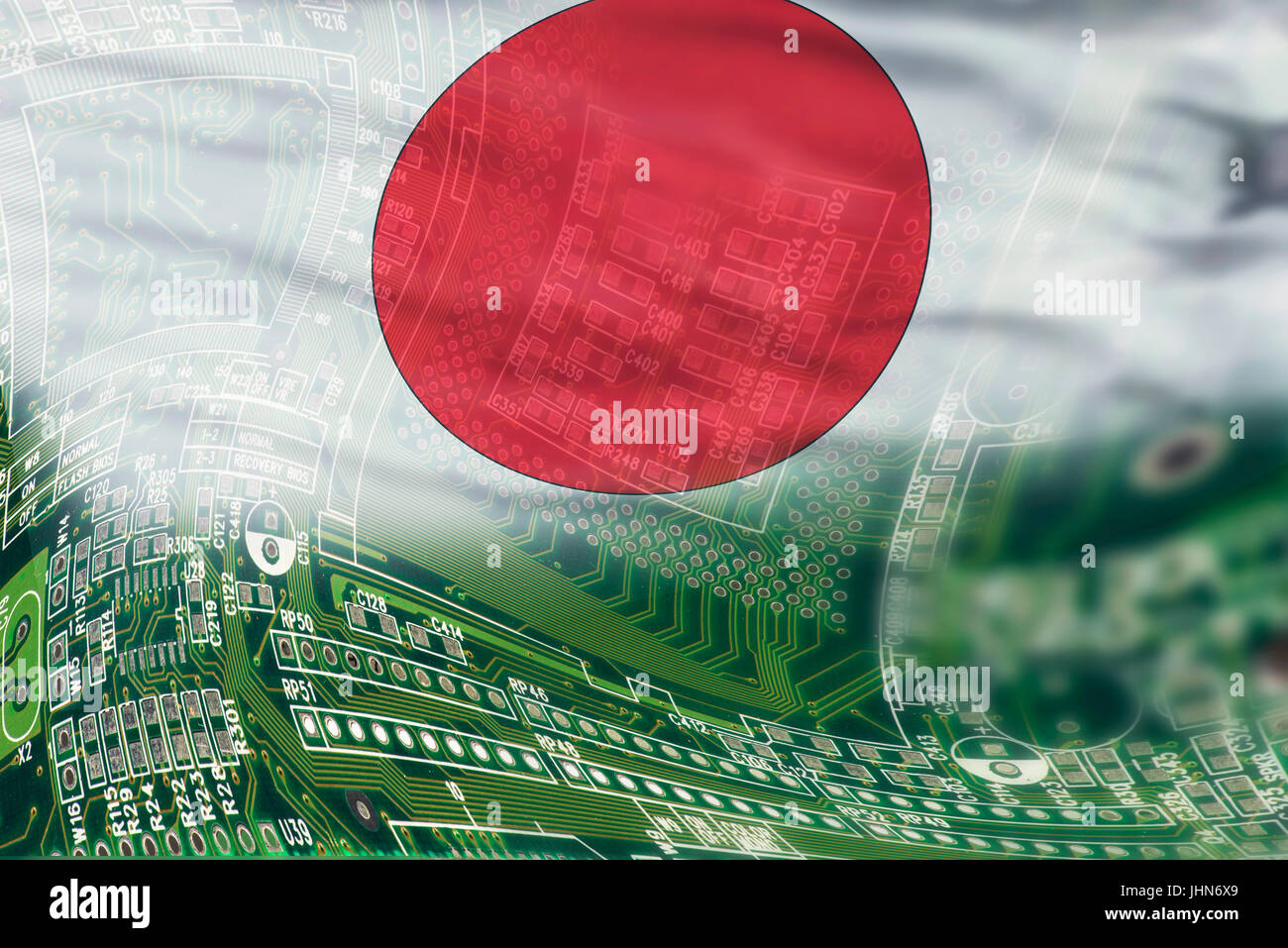 High Tech background of Japan with flag Stock Photo - Alamy