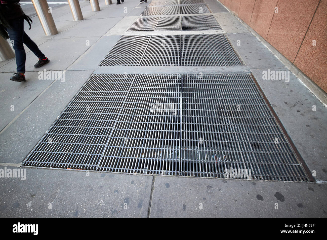 underground subway ventiliation grilles in sidewalk New York City USA ...