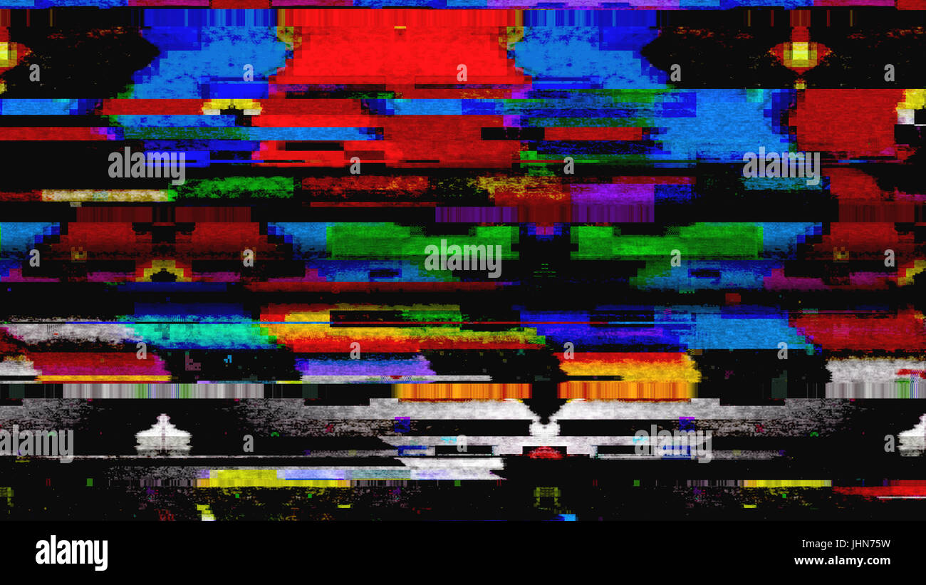 Futuristic, streaming data malfunction video screen display. From a ...