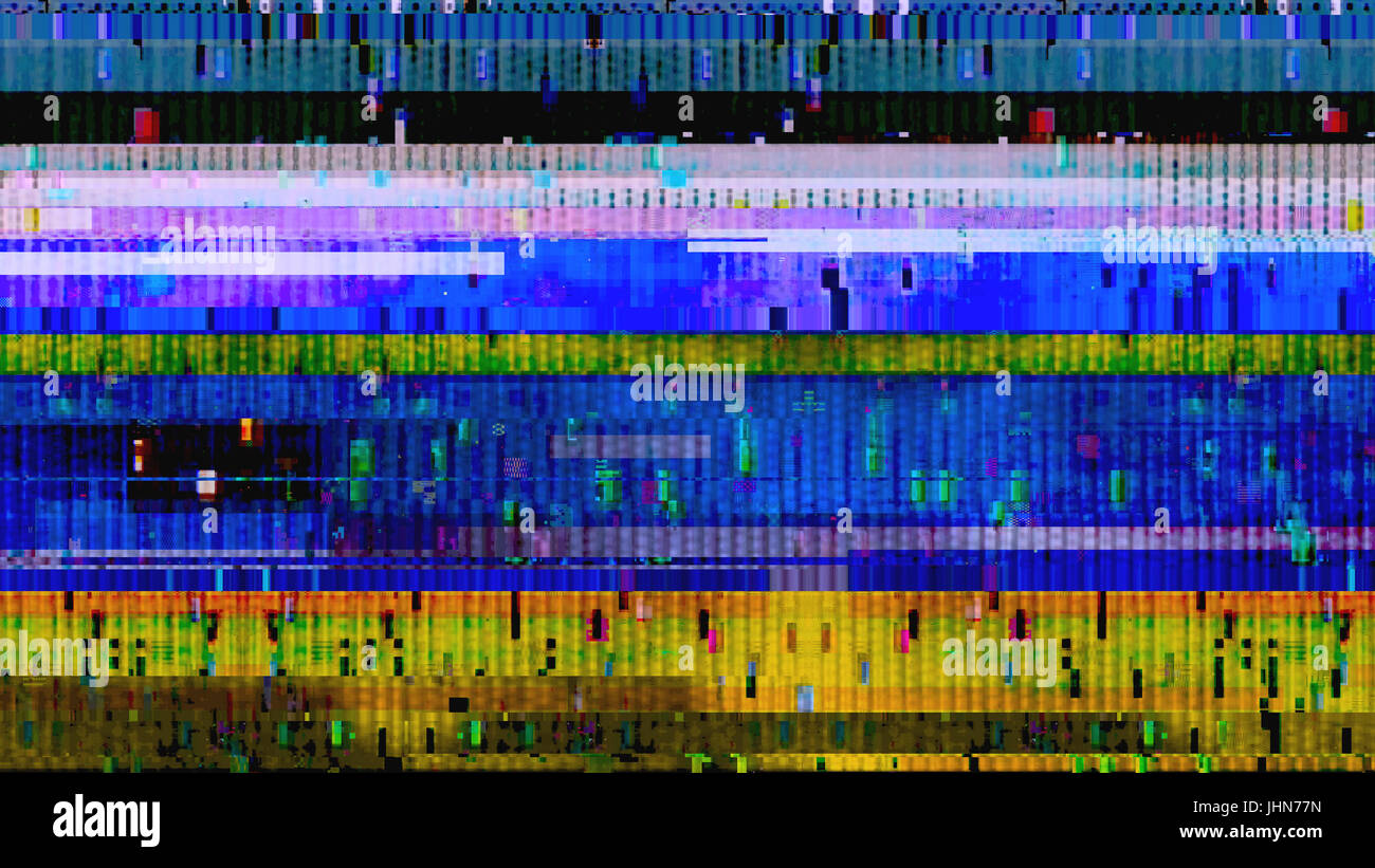 Futuristic, streaming data malfunction video screen display. From a ...